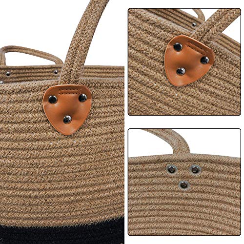 CHICVITA Large Jute Basket Woven Storage Basket with Handles (Set of 2)