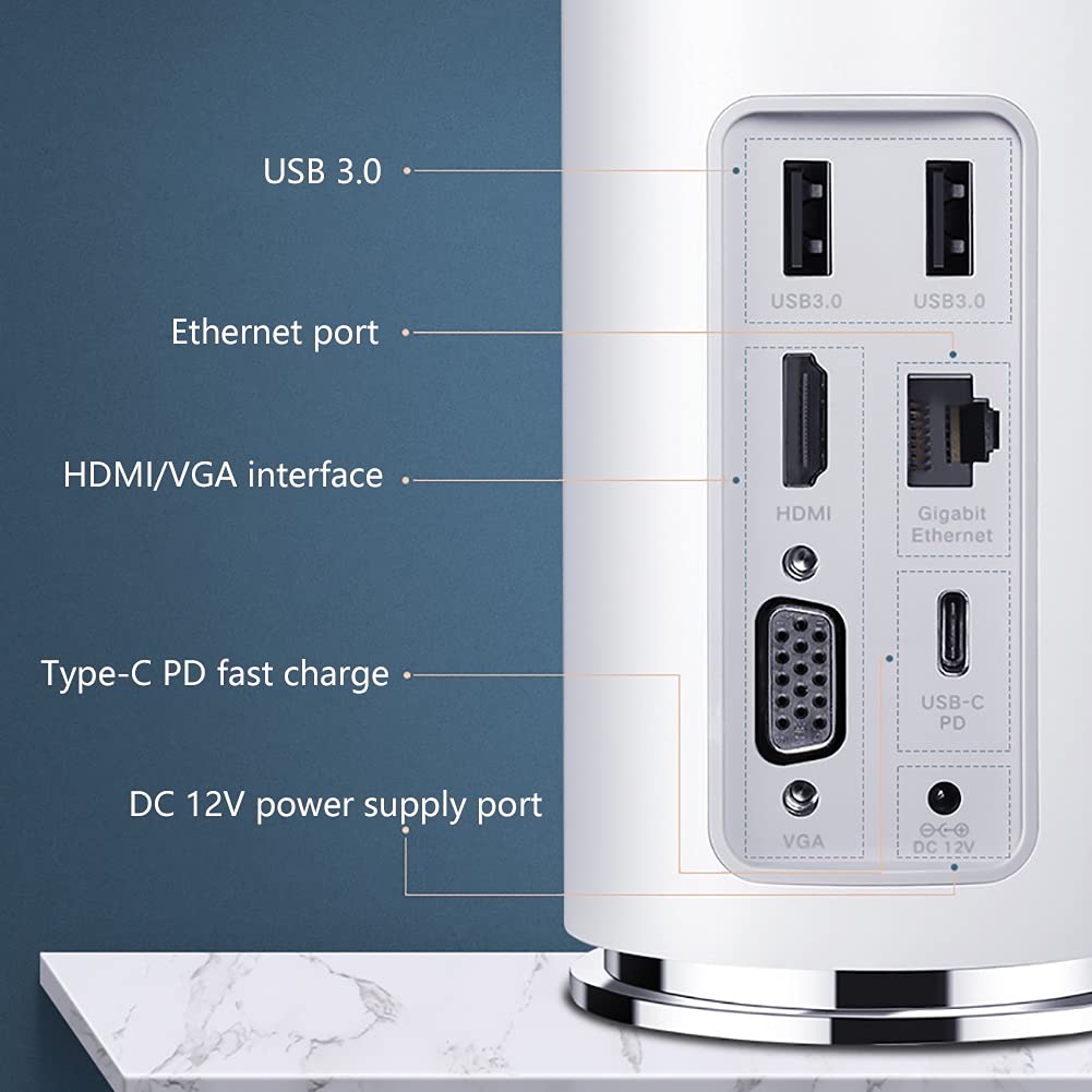 Port Expander 11-in-1 USB C Hub Adapter with 4K HDMI, VGA, Ethernet, 3 USB 3.0 Ports,SD/TF Card Reader,100W PD, 3.5mm Audio Port, USB C USB Splitter