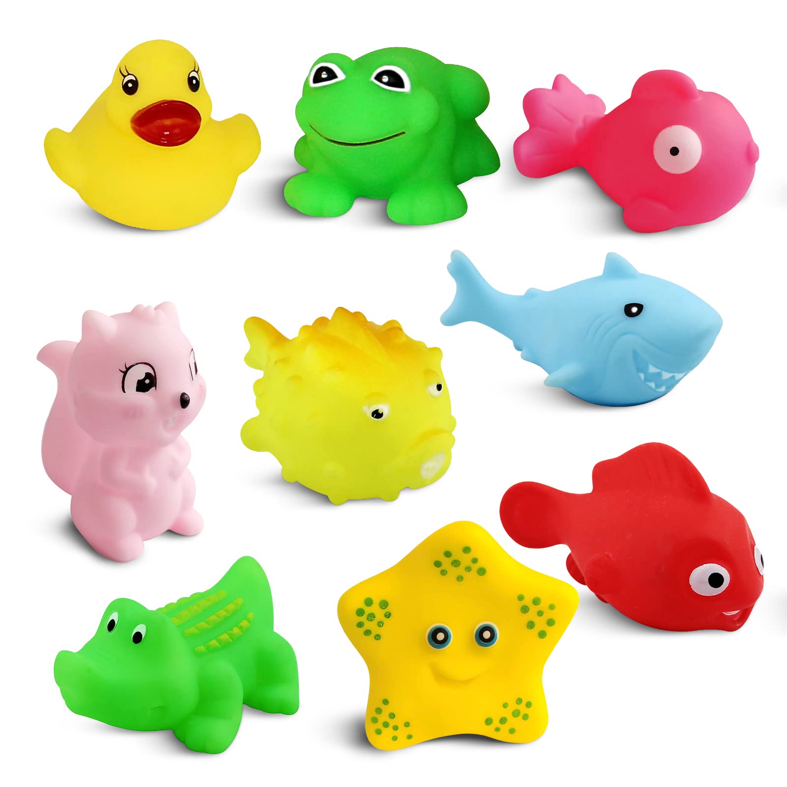 Party Pack of 24 Cheerful Frog Bath Toys – Floatable Rubber Bath Toys for Kids, Squeaky Bathtub Toys for Kid's Fun-Filled Bath time and Memorable Party Decorations (Colorful Animals)