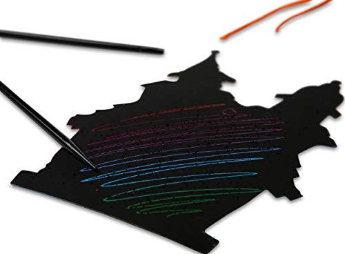 Halloween Magic Scratch Crafts for Kids and Adults - DIY Halloween Decorations - Haunted House Arts and Crafts Ornaments - Includes 24 Haunted House Ornaments, 24 Scratch Sticks, 24 Satin Cord Ribbons