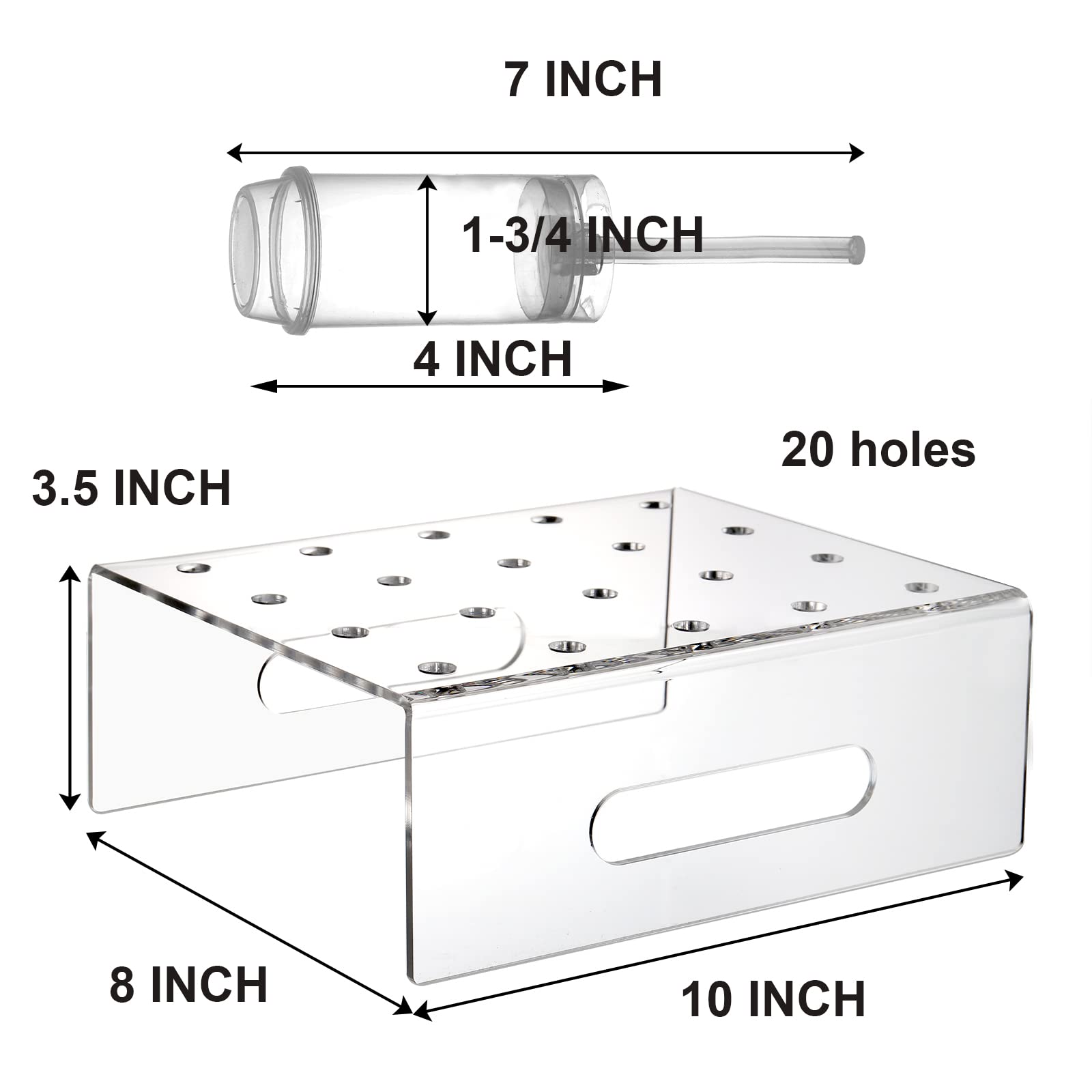 Jucoan 24 Pack Cake Push up Pop Containers and 20 Holes Push Pop Cake Stand, Reusable Cake Push Pop with Holder, Clear Acrylic Lollipop Display Stand for Weddings Baby Shower Birthday Christmas Party