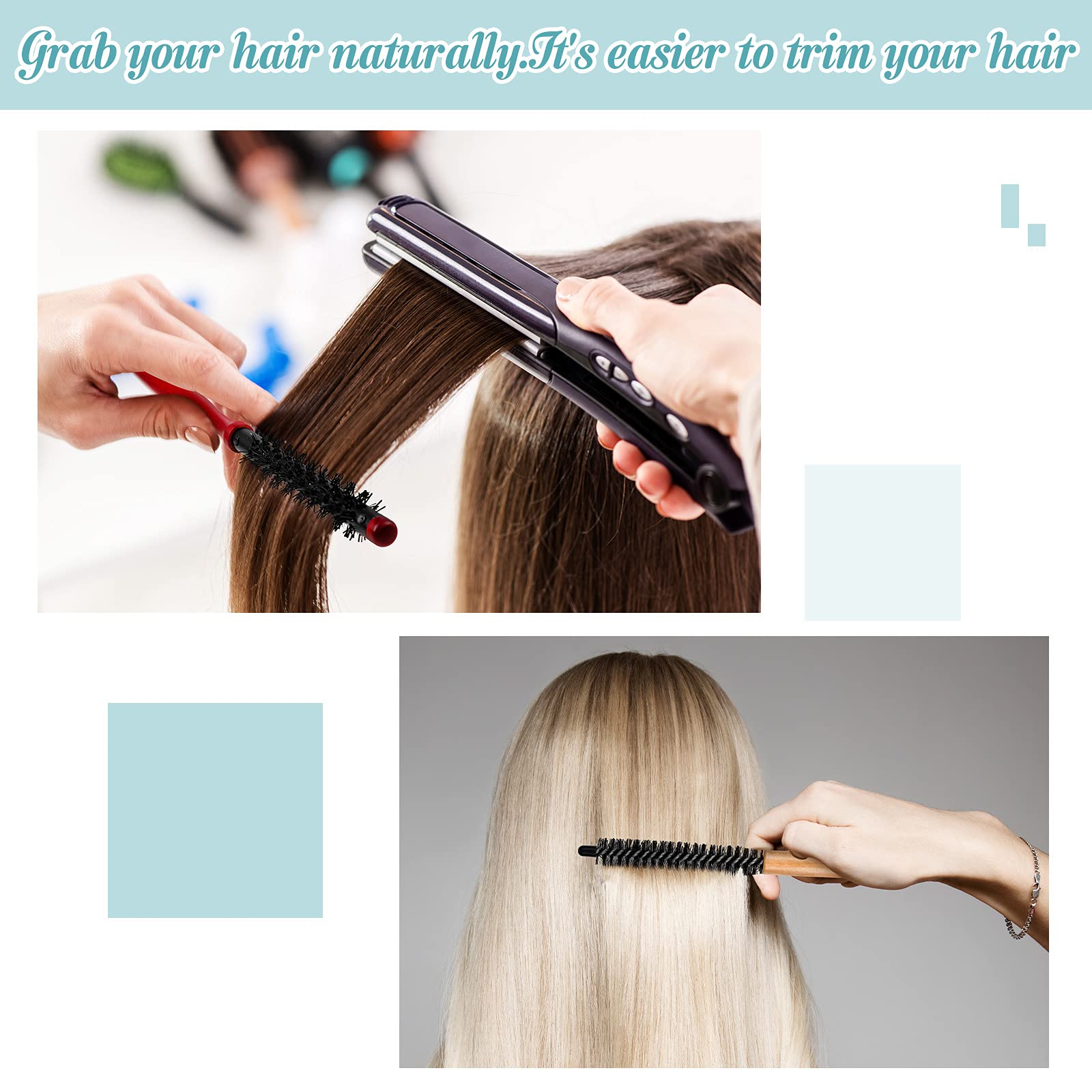 2 Pcs Small Round Hair Brush Mini Round Wood Brush Roller Quiff Hair Combs Nylon Bristles es Salon dressing for Blow Drying Curly Styling Bangs Lifting Beard Care, 2 Styles