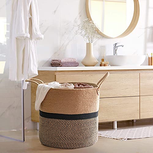 CHICVITA Large Jute Basket Woven Storage Basket with Handles (Set of 2)