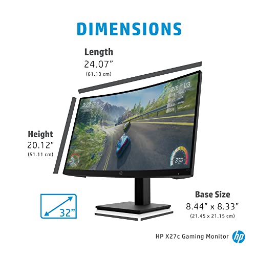 HP 27-inch Curved 165Hz FHD Gaming Monitor, Eyesafe (X27c, Black)