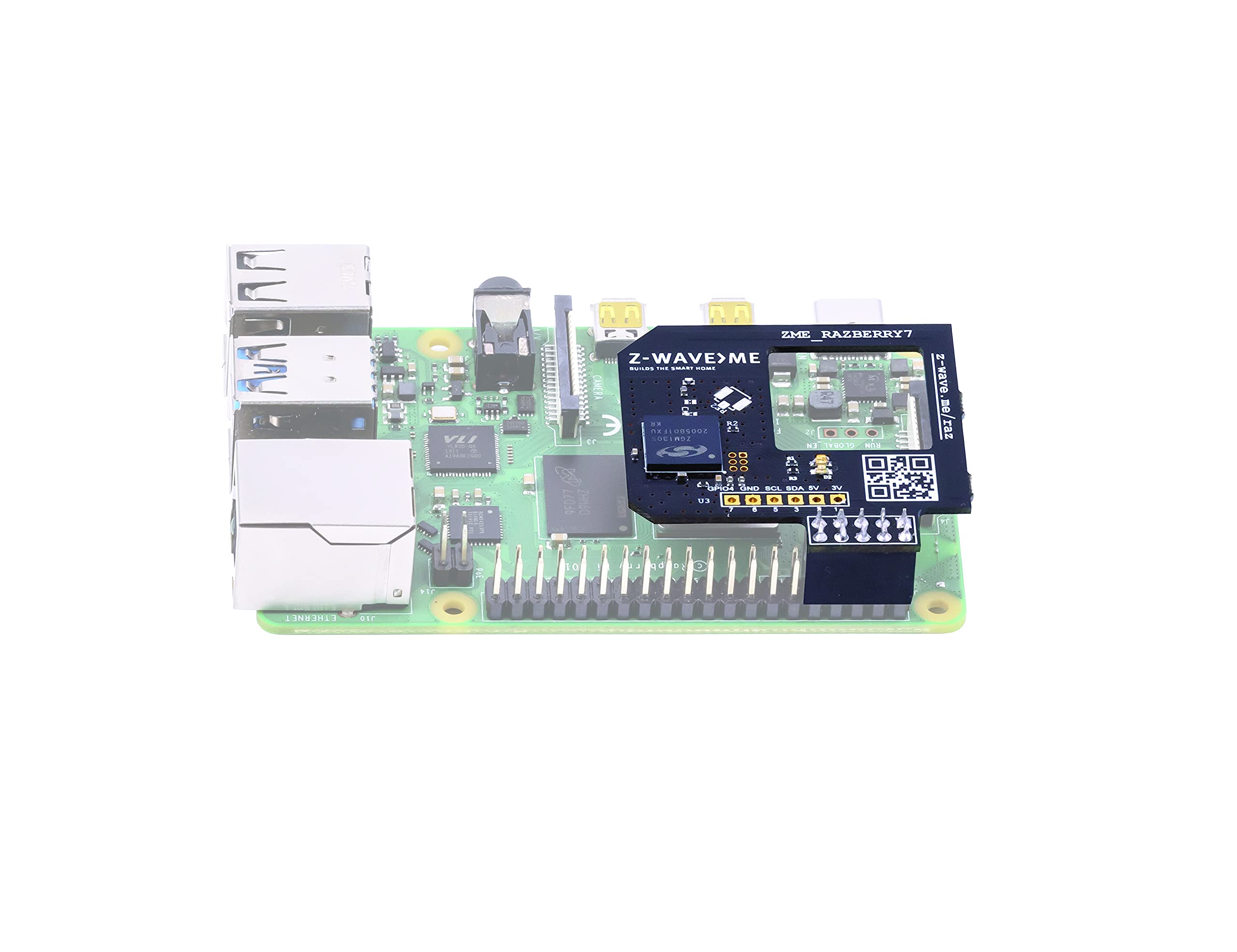 RaZberry 7 - Z-Wave Plug-On Module for Raspberry Pi, Great for DIY Smart Home. Compatible with Z-Way and Home Assistant