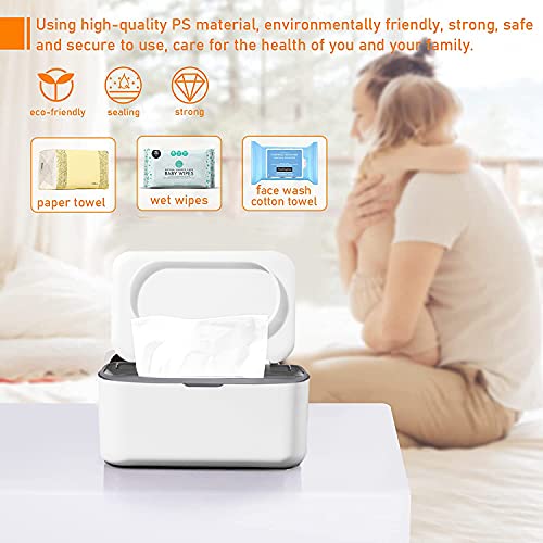 KOOMTOOM Wet Wipe Dispenser,Baby Napkin Storage Box Holder Container Dust-Proof Wet Tissue Box Wet Wipe Case Holder with Lid Keeps Wipes Fresh for Car, Home, Office (White Grey)