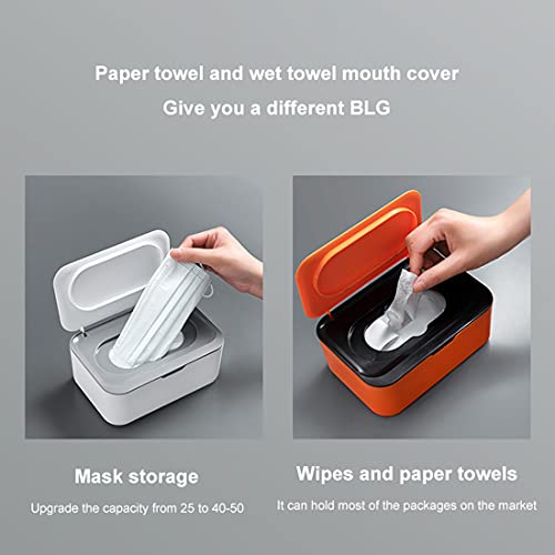 KOOMTOOM Wet Wipe Dispenser,Baby Napkin Storage Box Holder Container Dust-Proof Wet Tissue Box Wet Wipe Case Holder with Lid Keeps Wipes Fresh for Car, Home, Office (White Grey)