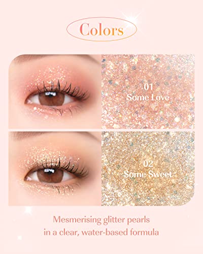 AMTS Webtoon True Beauty - 01 Some Love | Liquid Pink Gold Chunky Glitter Eyeshadow | Highlighter, K-Drama Korean Makeup, Highly Pigmented, Long Lasting Shimmer