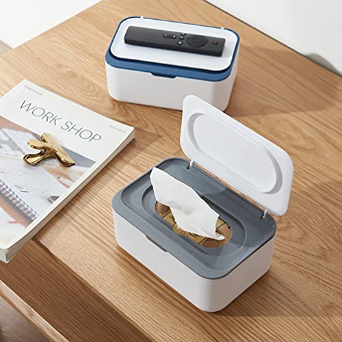 KOOMTOOM Wet Wipe Dispenser,Baby Napkin Storage Box Holder Container Dust-Proof Wet Tissue Box Wet Wipe Case Holder with Lid Keeps Wipes Fresh for Car, Home, Office (White Grey)