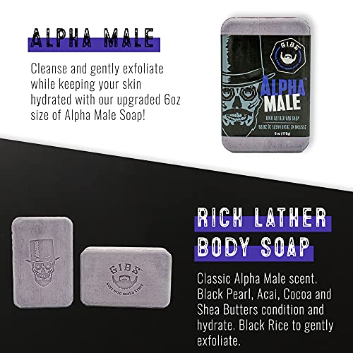 GIBS Grooming Alpha Male Bar Soap, Wisps of vanilla, sandalwood & white musk, 6 oz.