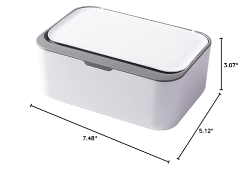 KOOMTOOM Wet Wipe Dispenser,Baby Napkin Storage Box Holder Container Dust-Proof Wet Tissue Box Wet Wipe Case Holder with Lid Keeps Wipes Fresh for Car, Home, Office (White Grey)
