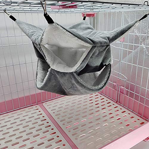 Oncpcare Small Pet Cage Hammock, Triple-Layer Sugar Glider Hammock, Hamster Cage Accessories Bedding Cozy Small Animals Bed for Chinchilla Parrot Sugar Glider Ferrets Rat Hamster Rat Playing Sleeping