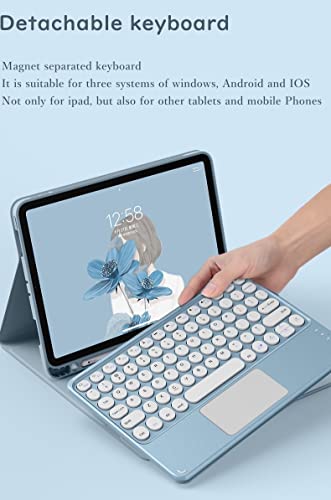 HENGHUI Keyboard Case with Touchpad for iPad Air 13 inch M2/ iPad Pro 12.9 inch 6th 5th 4th 3rd Generation Cute Round Key Color Keyboard Detachable Touch Keyboard Cover (Pink)