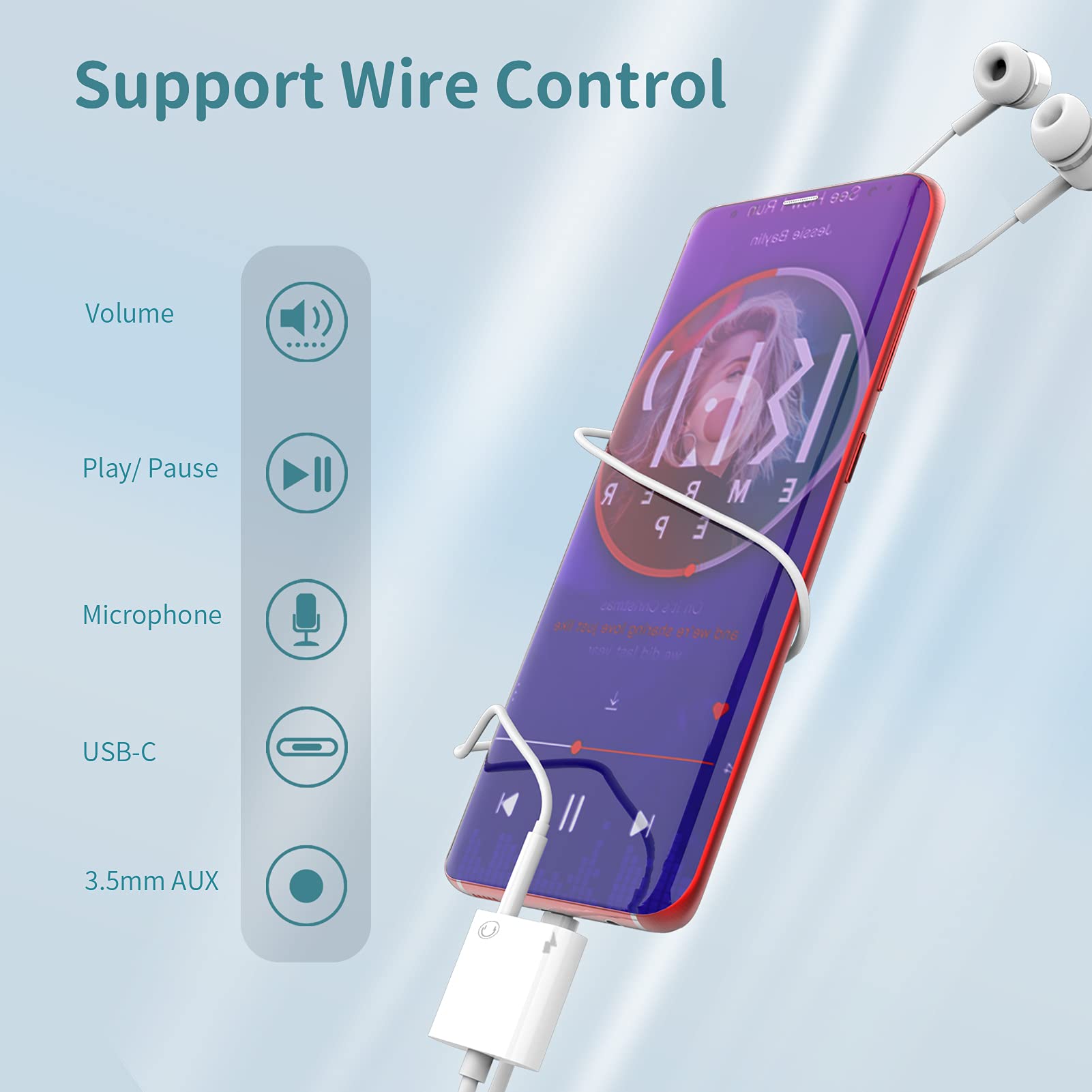 USB C to 3.5mm Audio Adapter Headphone AUX Dongle Jack USBC Type DAC Android Earbud Earphone Connector Compatible for Samsung Galaxy Apple iPhone15 Pro Max Plus iPad 10、Air4/5、Mini6、12.9 LG Splitter