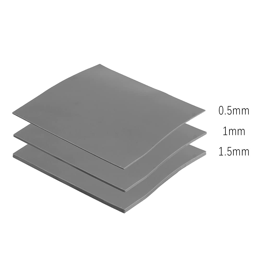 OwlTree 3 Pack Thermal Pad,100x100mm 0.5mm 1mm 1.5mm Highly Efficient Thermal Conductivity 12.8W/mK,Heat Resistant Silicone Grease Thermal Pads for Laptop Heatsink CPU GPU SSD IC LED Cooler