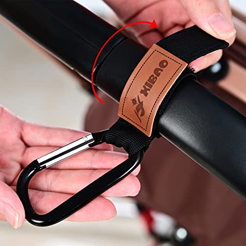 XIBAO 4PCS Stroller Hooks, Stroller Organizer Hook Clip, Convenient Stroller Accessories Mommy Bag Hooks, for Hanging Diaper Bags Purse (Black)