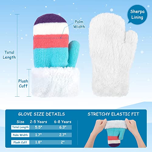 Arctic Paw Kids Gloves Winter Infant Mittens Boys Mittens Outdoor Sherpa Lined Winter Mitten Gloves Black Toddler Mittens, Stripe Mixed