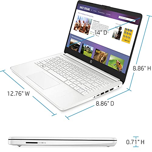 2021 Newest HP Premium 14-inch HD Laptop, Intel Dual-Core Processor Up to 2.8GHz, 8GB RAM, 64GB eMMC Storage, Webcam, Bluetooth, HDMI, Wi-Fi, White, Windows 10 with 1 Year Microsoft 365 (Renewed)