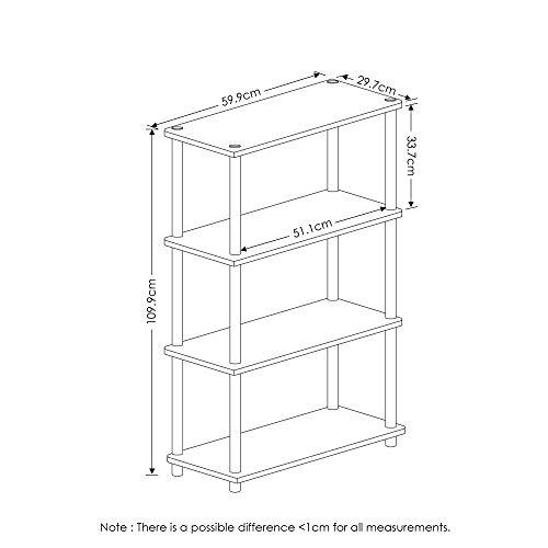 Furinno Turn-N-Tube 5 Tier Corner Display Rack Multipurpose Shelving Unit, 1-Pack, Dark Walnut & Turn-N-Tube 4-Tier Multipurpose Shelf Display Rack, Round Tubes, Dark Walnut