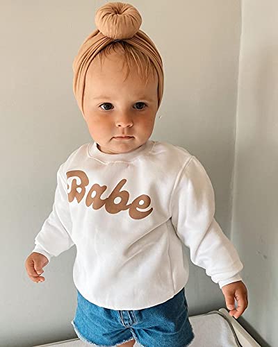 fhutpw Baby Boy Girl Sweatshirt Fall Clothes 6 12 18 24 Months Toddler 2T 3T Pullover Activewear Long Sleeve Shirts Outfit B-white