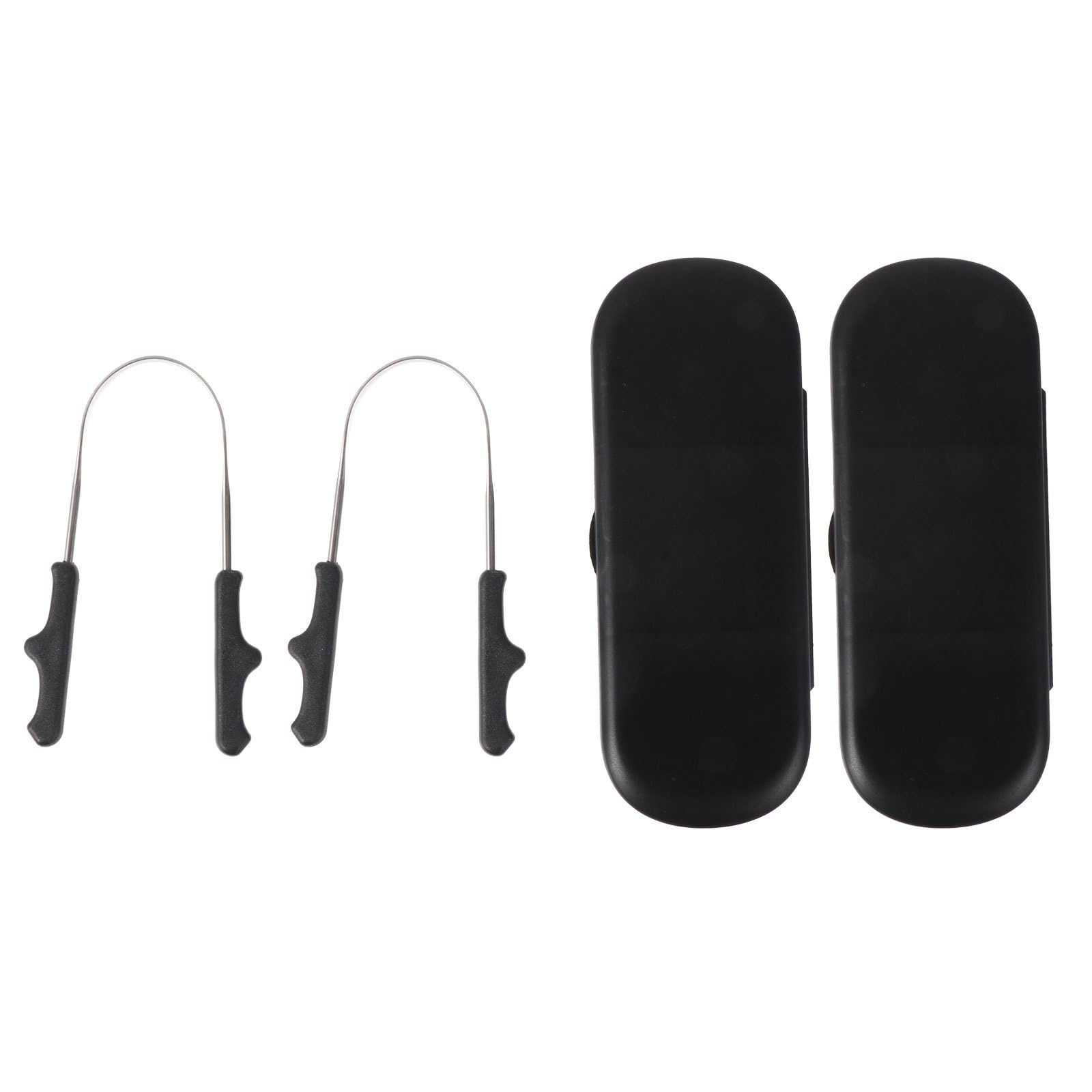 2 Sets Stainless Steel Scraper Medical Grade Reusable Cleaning Tool with Storage Case for Women Adults Kid Men (Black)