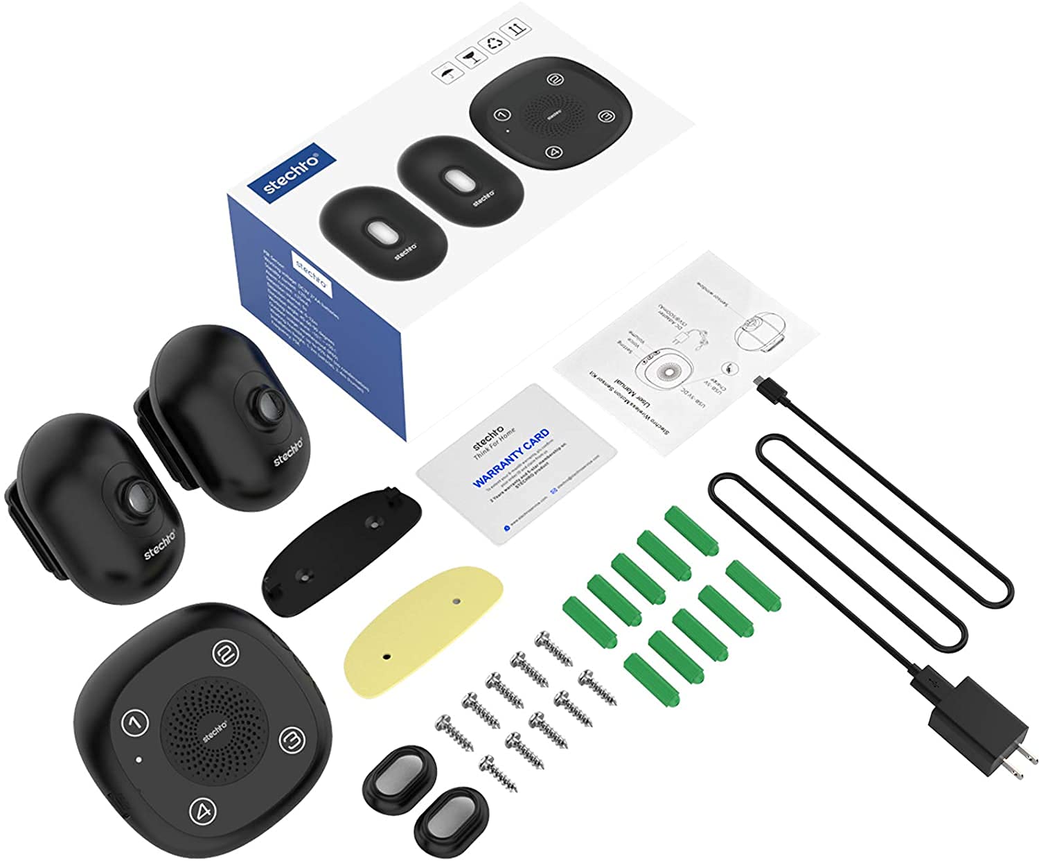 Driveway Alarm, Outdoor Waterproof Motion Sensor, Wireless Driveway Alarm System, 2 PIR Motion Detectors & 1 Receiver, Expandable House Alarm Systems for Home & Property