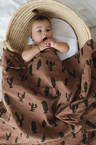 Leyl&Ari Muslin Swaddle Blanket 100% Organic Cotton Lightweight Receiving Wrap for Infant & Newborn (Cactus, 47X47)