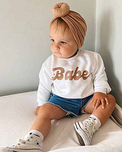 fhutpw Baby Boy Girl Sweatshirt Fall Clothes 6 12 18 24 Months Toddler 2T 3T Pullover Activewear Long Sleeve Shirts Outfit B-white