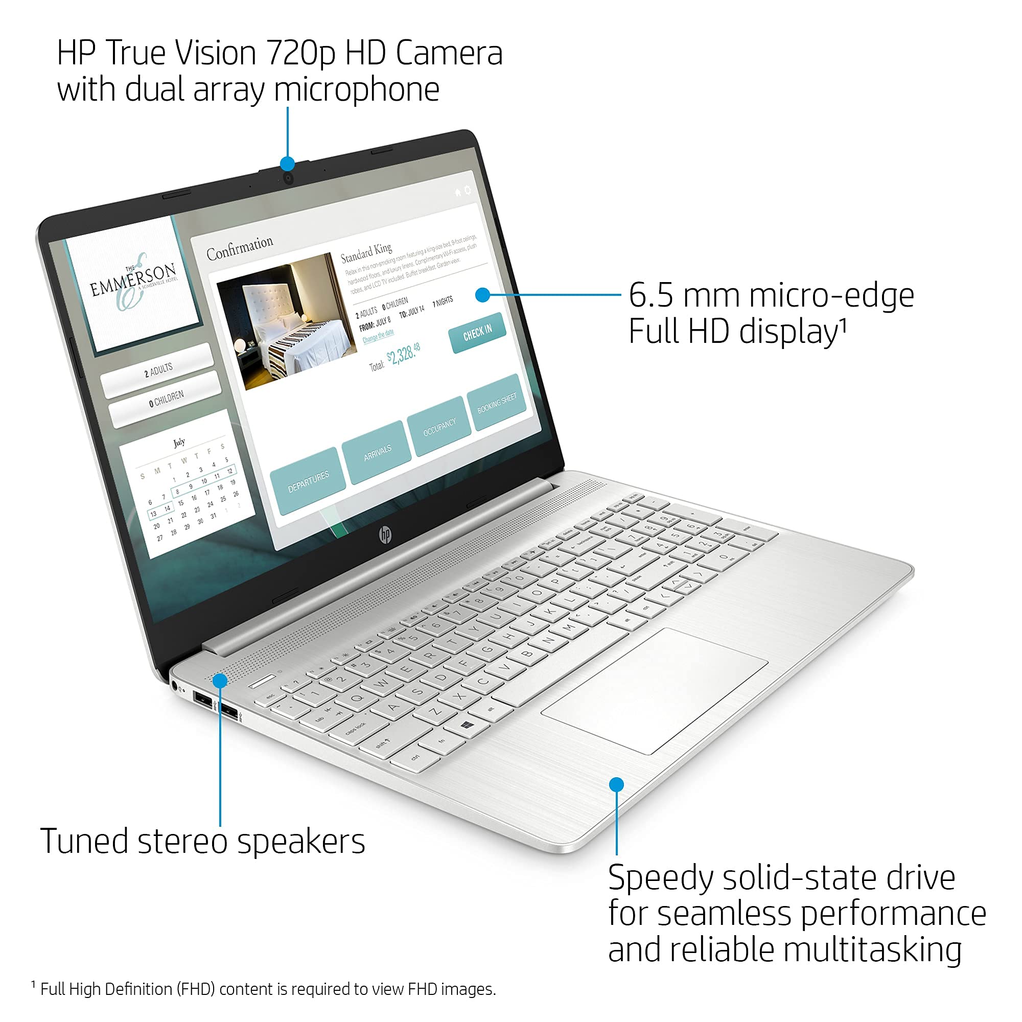 HP 2021 15 Laptop, AMD Ryzen 5 5500U(Beat i7-1065G7) 16GB RAM 512GB SSD 15.6 FHD Display, Webcam for Zoom, HDMI, Wi-Fi, Premium Lightweight Thin Design, Win 10 S-Free Windows 11 Update| ROKC Bundle