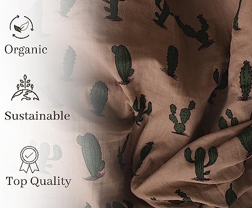 Leyl&Ari Muslin Swaddle Blanket 100% Organic Cotton Lightweight Receiving Wrap for Infant & Newborn (Cactus, 47X47)