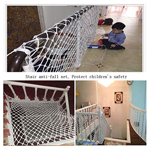 MAGFYLY Banister Guard net Outdoor Partition Protection Net, Cat Net for Balcony Anti-Fall Net Stairs Child Safety Net Construction Nylon Net, White (Size : 13m(310ft))