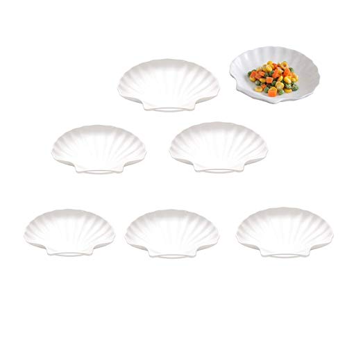 Sauce Dish,Dip/Dipping Bowls Set of 6, White Porcelain Dipping Sauce Bowls/Dishes for Sushi Tomato Sauce, Soy Sauce, Ketchup,Honey Mustard,BBQ Sauce or Seasoning (Shell shape- 2 Oz)