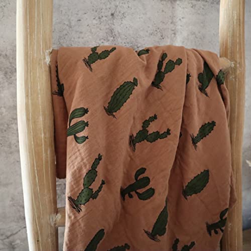Leyl&Ari Muslin Swaddle Blanket 100% Organic Cotton Lightweight Receiving Wrap for Infant & Newborn (Cactus, 47X47)