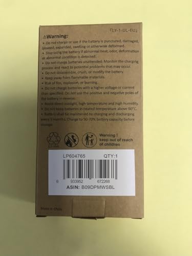 EEMB Lithium Polymer Battery 3.7V 1900mAh 604765 Lipo Rechargeable Battery Pack with Wire JST Connector for Speaker and Wireless Device- Confirm Device & Connector Polarity Before Purchase