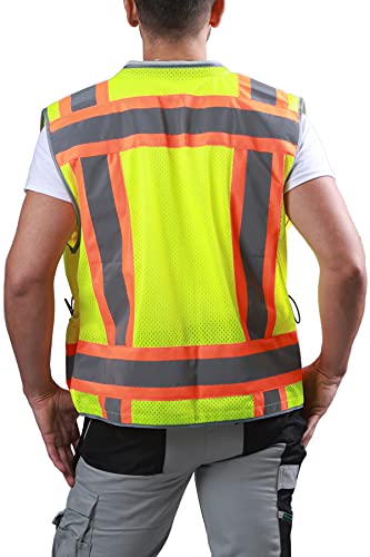 Kolossus Safety Vest for Men High Visibility Reflective Construction Tactical Vest (Yellow, X-Large)