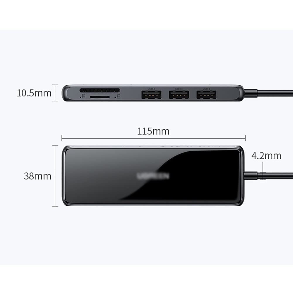 Port Expander USB C Hub Adapter 6 in 1 USB C to HDMI Adapter with 4K HDMI, 3 USB 3.0, SD/TF Card Reader for Type C Devices USB Splitter