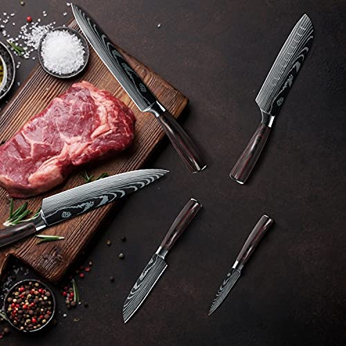 Dfito Kitchen Chef Knife Sets, 3.5-8 Inch Set Boxed Knives 440A Stainless Steel Ultra Sharp Japanese Knives, 5 Pieces Knife Sets for Professional Chefs