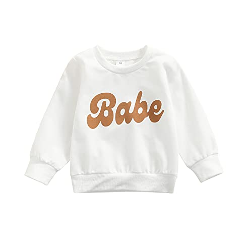 fhutpw Baby Boy Girl Sweatshirt Fall Clothes 6 12 18 24 Months Toddler 2T 3T Pullover Activewear Long Sleeve Shirts Outfit B-white