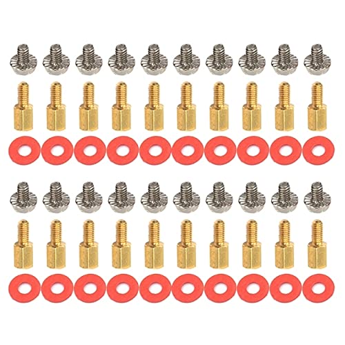 Connectors (20x Screw+20x Motherboard Riser +20x Washer) 6.5mm 6-32-M3 Computer Golden Motherboard Riser+Screws + Red Washers LX0A - (Color: B)