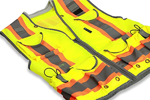 Kolossus Safety Vest for Men High Visibility Reflective Construction Tactical Vest (Yellow, X-Large)