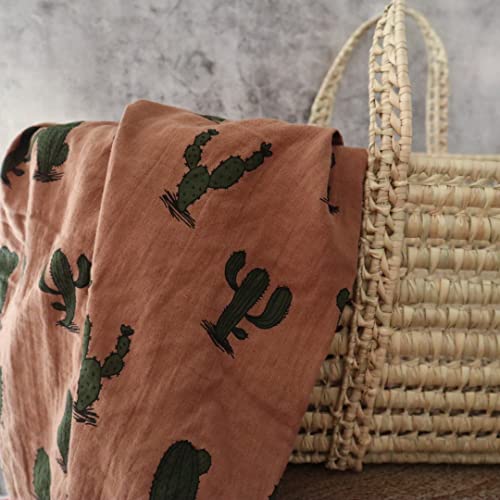 Leyl&Ari Muslin Swaddle Blanket 100% Organic Cotton Lightweight Receiving Wrap for Infant & Newborn (Cactus, 47X47)