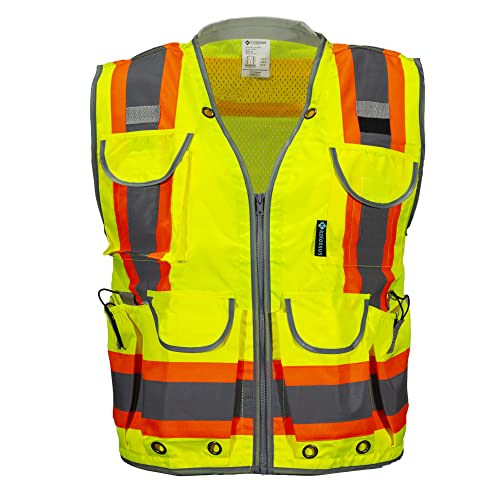 Kolossus Safety Vest for Men High Visibility Reflective Construction Tactical Vest (Yellow, X-Large)