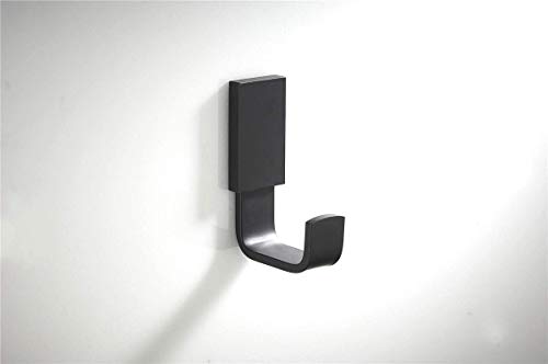 Flybath Coat Hook Brass Robe Towel Hooks Contemporary Style Matte Black Finish Wall Mounted - 6 Pack