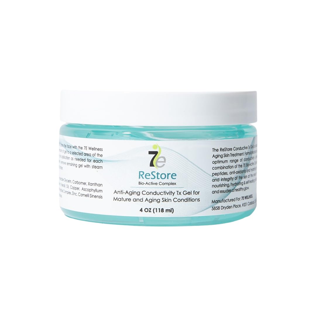 myolift 7E Wellness ReStore Conductive Gel with Bio-Active Complex - 4oz - Facial Skin Care Products with Green Tea Extract, Hyaluronic Acid, and Collagen Peptides - Anti Aging and Skin Tightening