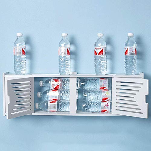 Hoernflk Large Wireless Router Rack Living Room Wall-Mounted WiFi Storage Box Wall Decoration TV Lower Plug-in Shielding Box Set-top Box Shelf-no Punch (L)