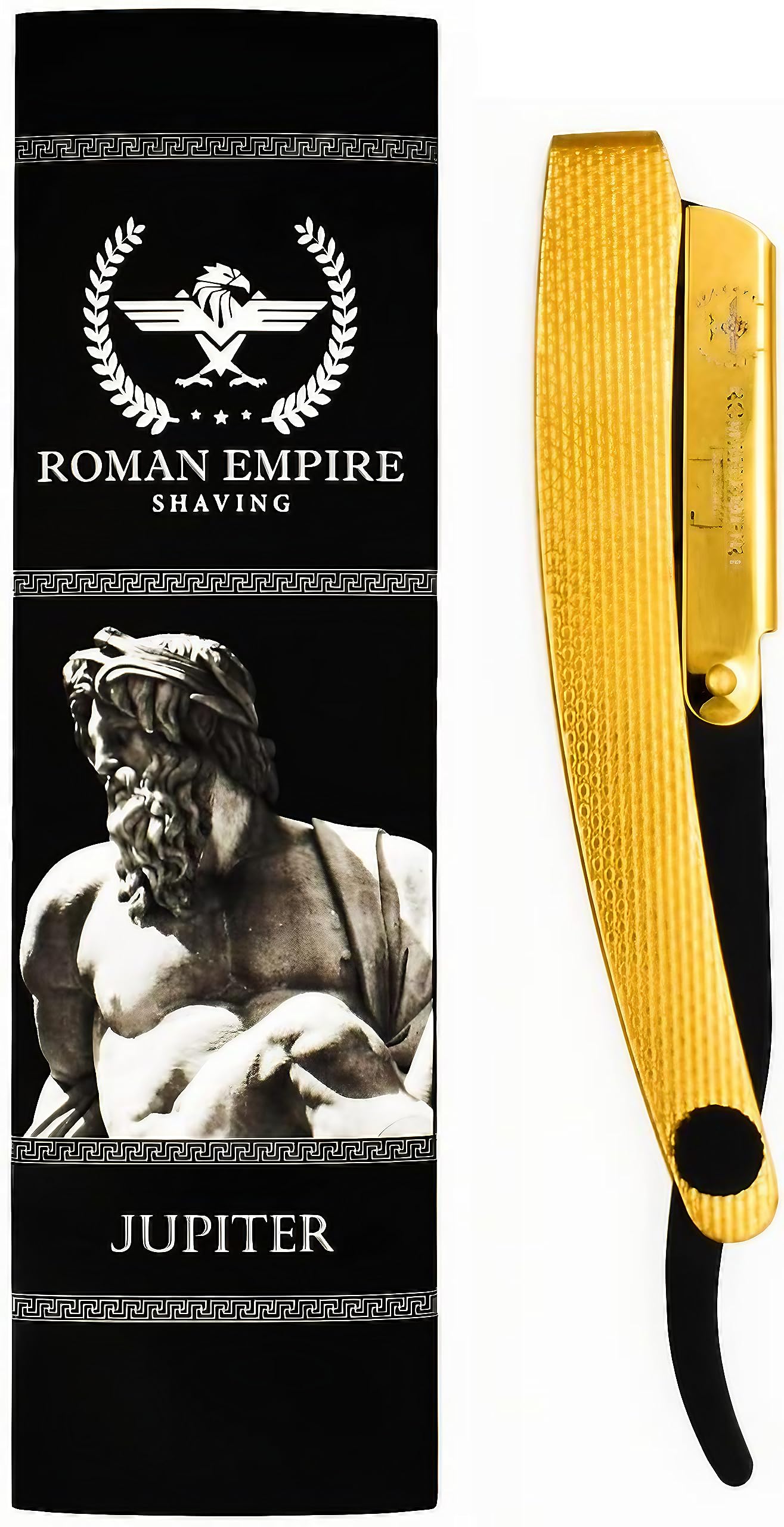 ROMAN EMPIRE SHAVING Jupiter New Straight Razor for Professional Barber with 20 Blades Sampler (Astra-Sharp-Shark-Treet)
