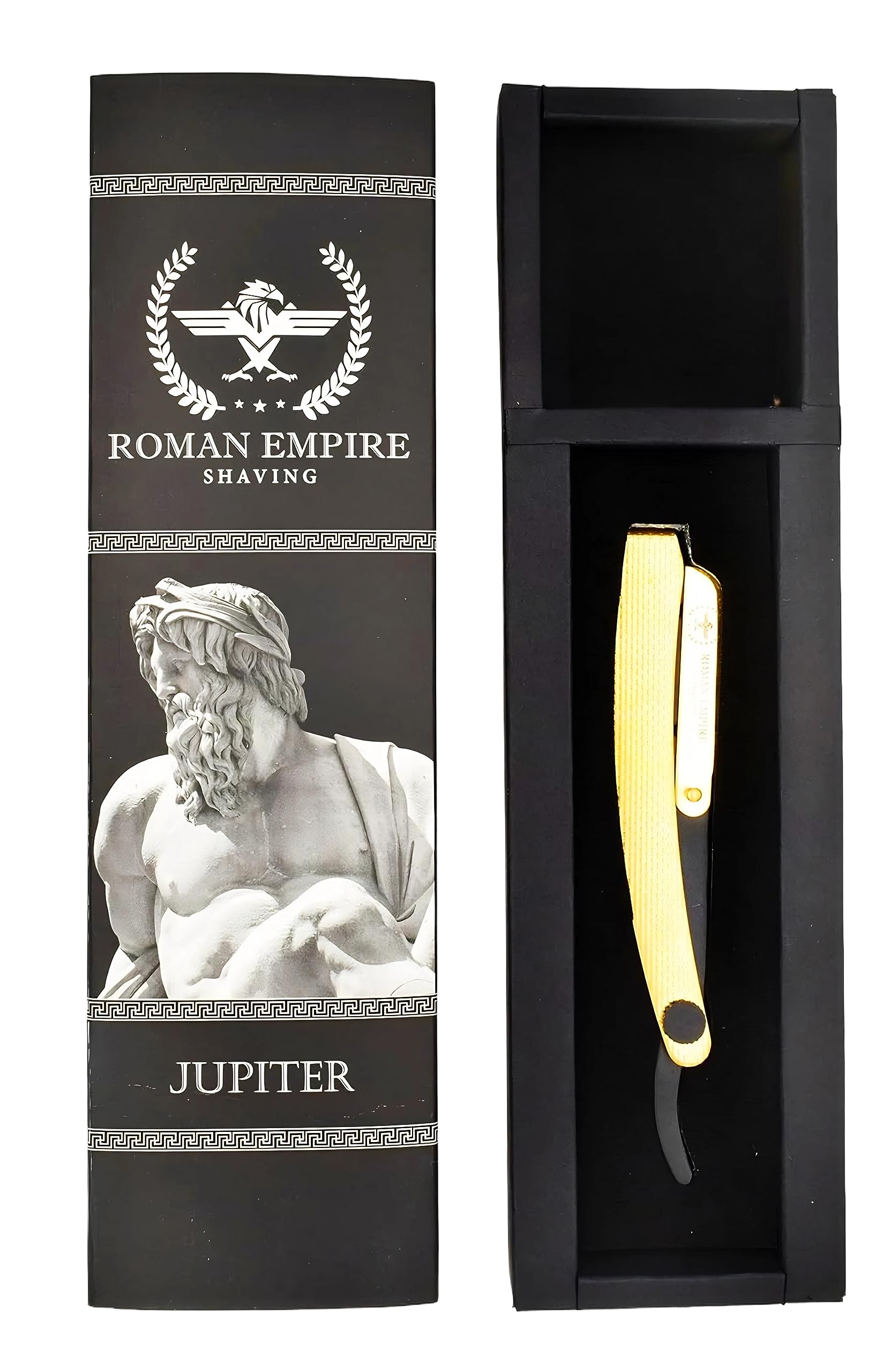 ROMAN EMPIRE SHAVING Jupiter New Straight Razor for Professional Barber with 20 Blades Sampler (Astra-Sharp-Shark-Treet)
