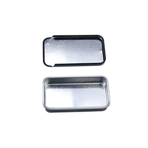 MY MIRONEY 2.36" x 1.34" x 0.43" Metal Slide Top Tin Containers Black Rectangle Metal Tin Box Empty Storage Organizer Tins for Candles,Candies,Gifts Pack of 10