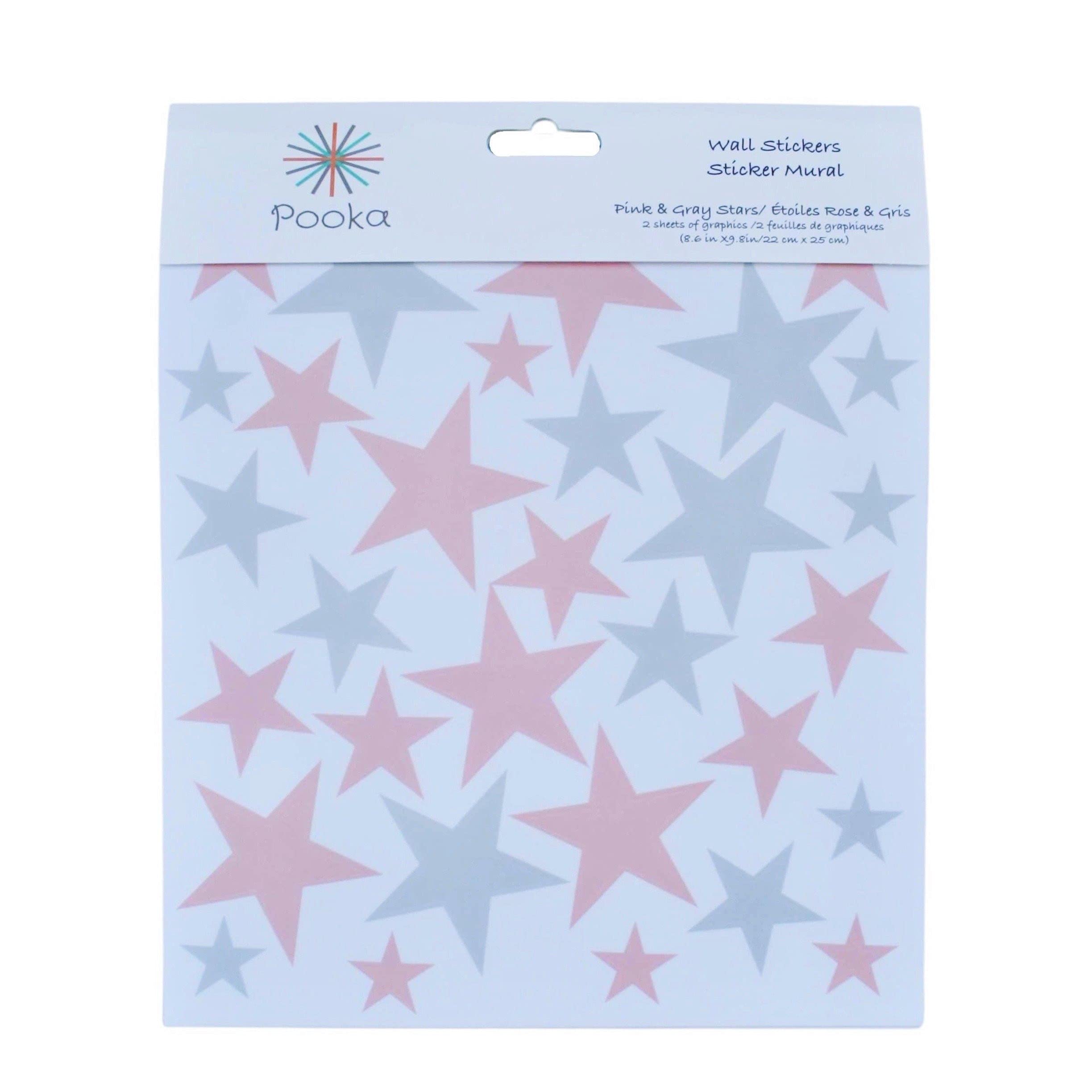 Stars Reusable Wall Decal - Pink & Grey (66 Pcs)| Pink Stars Wall Decal | Gray Stars Wall Stickers | Outer Space Birthday | Star Wall Decal | Pink Wall Decal