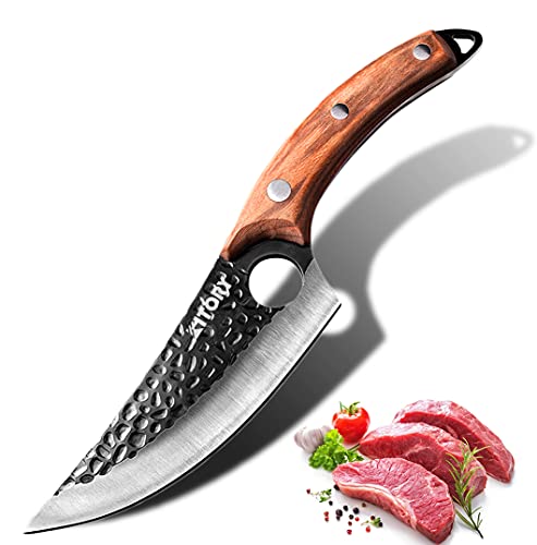 Kitory Meat Cleaver 6", Viking Knife Butcher Boning Knife Forged Fishing Fillet & Bait Knives, Full Tang Multipurpose Man Sharp Kitchen Chef Knife for Home, BBQ, Camping, Outdoor, Deboning, Survival